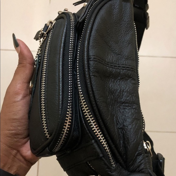 Bags | Black Leather Fanny Waist Pack Bag Newnew And Never Used | Poshmark